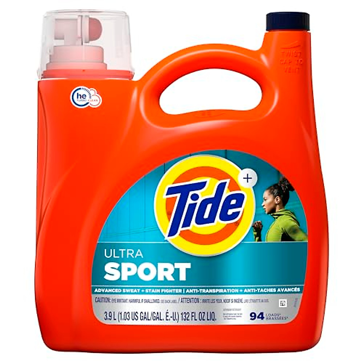 Tide Plus Febreze Sport Odor Defense Liquid Laundry Detergent Soap, HE Compatible, 94 Loads, 132 fl oz