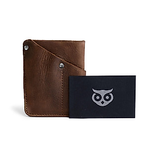 Hide & Drink, Front Pocket Wallet Handmade from Full Grain Leather - Multitool Pouch, Card Holder, Money Organizer, Travel Accessories - Bourbon Brown