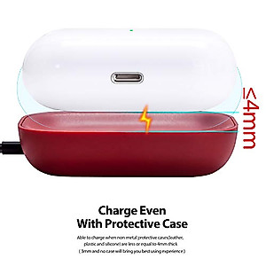 Airpods Pro Charger, Wireless Charger for Airpod 3rd/Airpods Pro 2nd/Airpods Pro/Airpods, Plastic Wireless Charging Station Wireless Charging Pad Charging Mat for Apple Airpod Earbuds Earpods Red