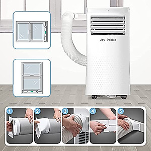 Joy Pebble Portable Air Conditioner 8000 BTU for Small Room, 3-in-1 AC Unit with Fan & Dehumidifier Cools 350 sq. ft, Energy Saving Portable AC with ECO Mode, 2 Fan Speeds, Auto Swing, 24H On/Off Timer, Full-Function LED Remote Control