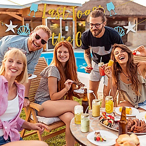 Last Toast on the Coast Bachelorette Decorations - Last Toast On The Coast Banner Cake Cupcake Toppers, Bachelorette Party Banner Garland Blue for Bridal Shower Decorations Party Supplies