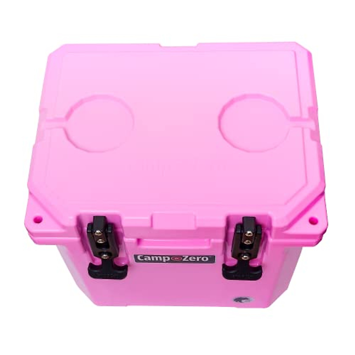 CAMP-ZERO 12 | 12.6 Qt. Cooler with 2 Molded-in Cup Holders & Folding Aluminum Handle | Thick Walled, Freezer Grade Cooler with Secure Locking System & Tie Down Channels (Pink)