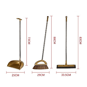 Fenteer 3Pcs Dustpan Broom Set Combo Set Floor Wiper Foldable Dust Brooms Set Broom Dust Pan for Indoor Household Office Outdoor Cleaning Gadgets, A