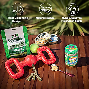 BiteKing Natural Rubber Dog Toys for Large Aggressive Chewers - Tough Tug War Dog Toy for Large Dogs Tooth Clean, Red