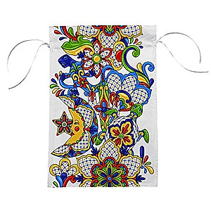 ZHIMI Mexican Traditional Talavera Pattern Moon Garden Flag Vertical Double Sided Yard Flag Polyester Banner Holidays Outdoor Decoration 12X18 inch