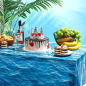 Ocean Waves Plastic Tablecloth 54 x 108 Inch Ocean Party Table Cover Water Print Table Cover Ocean Under the Sea Tablecloth Blue for Beach Pool Birthday Party Decoration Shower Supplies (3 Pieces)