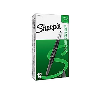 Sharpie 1758055 Grip Pen, Fine Tip, Acid-Free and Archival-Quality, Fade Resistan, AP Certified, Black Color, Pack of 12