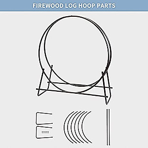 BESHINY 30 Inch Indoor/Outdoor Firewood Racks Tubular Steel Log Rack Hoop