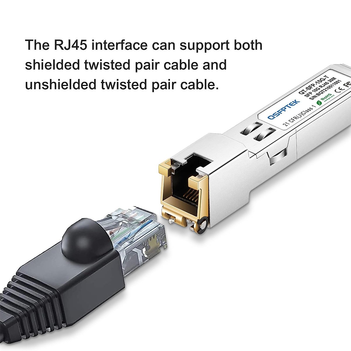 4Pack 10GBASE-T SFP+ to RJ45 Copper Module Mini-GBIC Transceiver for Cisco SFP-10G-T-S, Ubiquiti UF-RJ45-10G , Netgear, Mikrotik, D-Link, Supermicro, TP-Link, Linksys, CAT6A/CAT7, up to 100FT(30M)