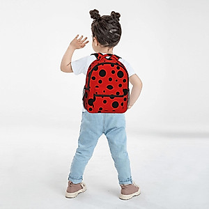 Dujiea 12" Kids Backpack Polka Dot Ladybug Toddler Backpack For Boys Girls, Preschool Kindergarten Schoolbag Nursery Travel Bag With Chest Strap