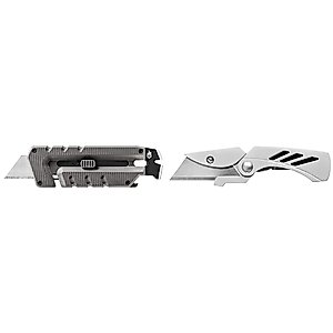 Gerber Gear Prybrid Utility Knife with Pry Bar - Multi-Tool Pocket Razor Knife with Retractable Knife Blade & EAB Lite Pocket Knife with Money Clip - 1.5" Blade Length Folding EDC Knife