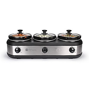 TRU Triple Buffet Server, 3 2-1/2-Quart Removable Inserts, Silver