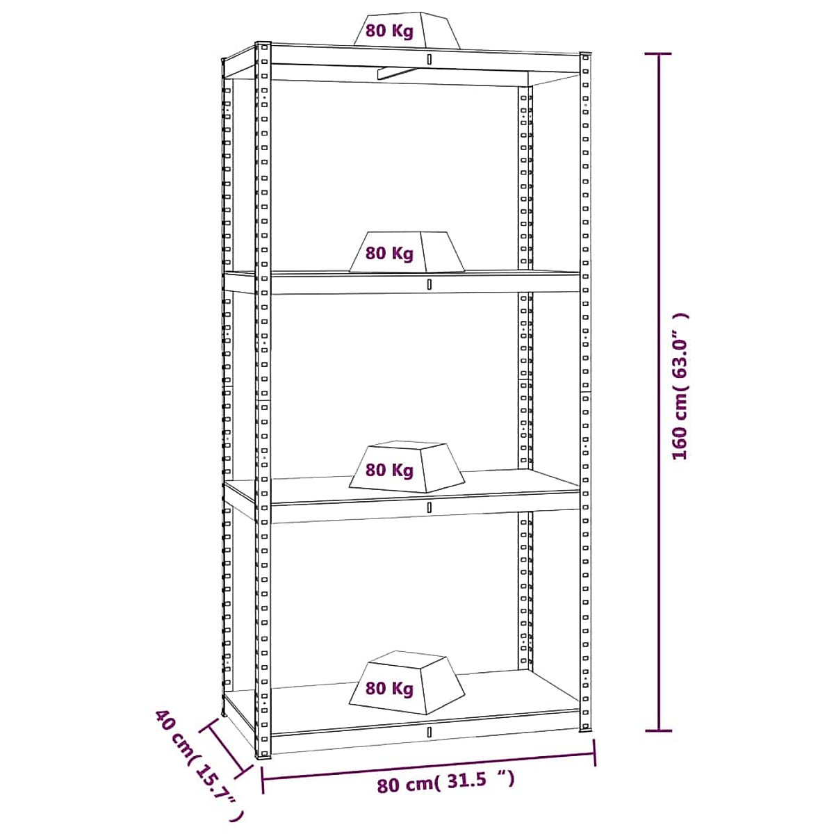 vidaXL 4X 4-Layer Shelves Business Workshop Height-Adjustable Shelf Storage Industrial Shelving Rack Blue Steel and Engineered Wood