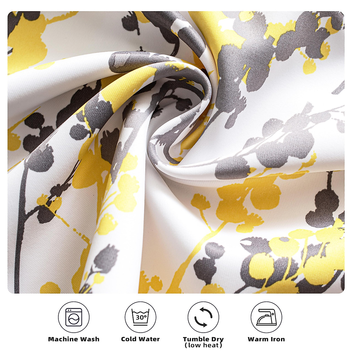DriftAway Abstract Floral Yellow Curtains for Living Room Bedroom Ink and Ivy 84 Inches Long Botanical Room Darkening Window Drapes Grommet Top 2 Panels