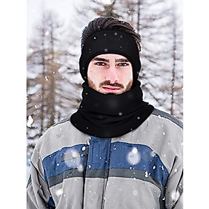 6 Pieces Fleece Ear Warmers Headband Winter Neck Gaiter (Black)