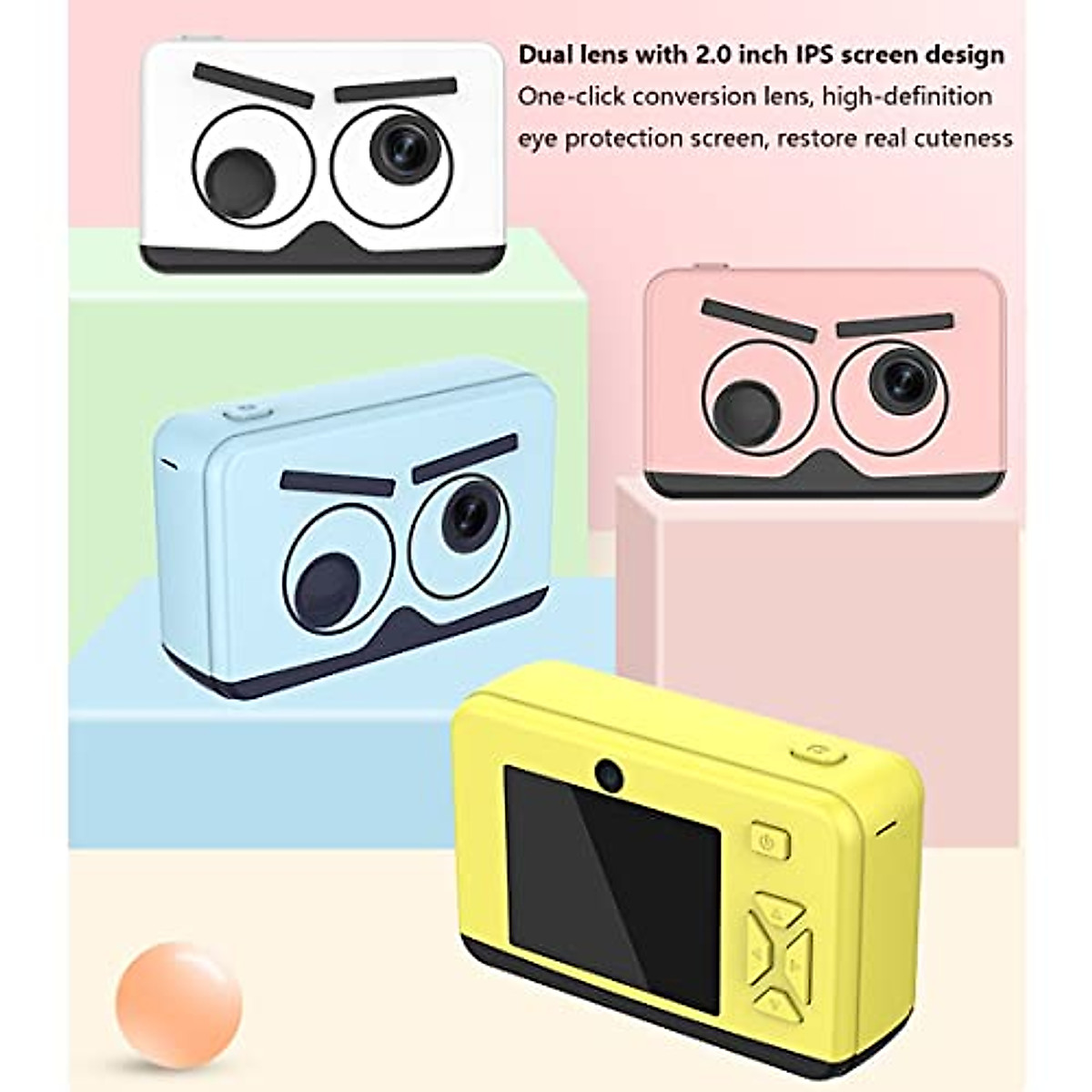 LINXHE Kids Camera Toys for Girls Boys Children Digital Cameras Shockproof Protection Ideal Christmas Birthday Gifts for Girl boy with 32GB Memory Card (Color : Yellow)