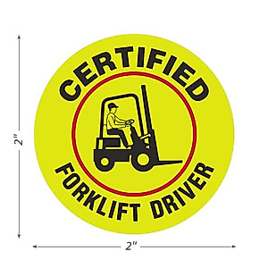 SmartSign “Certified Forklift Driver” Pack of 5 Hard Hat Labels | Retro-Reflective, 2" Circle