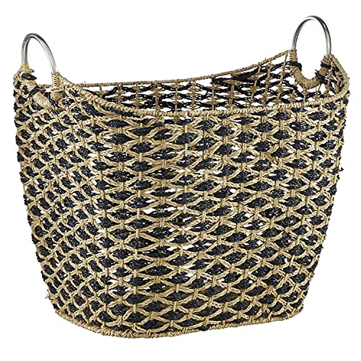 Deco 79 Seagrass Handmade Storage Basket with Handles, 21" x 18" x 18", Brown