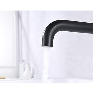 Wall Mount Tub Filler Matte Black Tub Faucet High Flow Two Handles Solid Brass, Long Spout Reach, sumerain