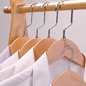 Sumnacon Hanger Hooks 30 Pcs Clothes Hanger Hooks Gold Metal Connector Hooks Mini Cascading Hanger Extender Hooks for Velvet Wooden Hangers Hat Bag Silver