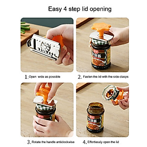 Nubadam Jar Opener For Weak Hands, Adjustable Effortless Arthritis Jar Opener For Seniors, Stainless Steel Adjustable Lid Opener Kitchen Accessories Opener, Bottle Opener For Arthritic Hands(orange)…