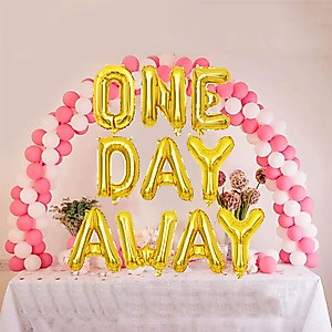 Geloar One Day Away Rehearsal Dinner Banner, One Day Away Party Supplies Balloons Banner for Tomorrow We Do The Night Before Wedding Bridal Shower Photo Background Decorations (Gold)
