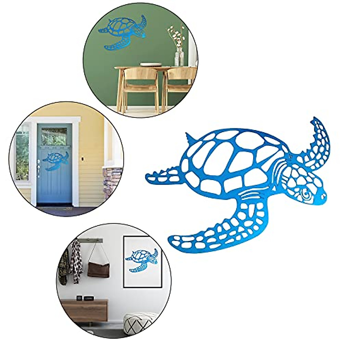 YUAKUOD Sea Turtle Wall Decor - Metal Sea Turtle, Metal Wall Art, 2021 Metal Wall Decor, Metal Turtle, Metal sea Life, Ocean Decor, Beach Decor, Unique Room Decor for Boys, Girls & Women (Blue)