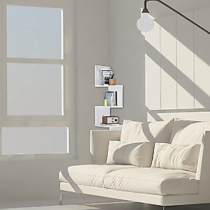 ZeHuoGe White 3 Tiers Wall Mount Corner Shelf Wood Storage Organizer W/Gradienter MDF + Melamine Board 7-7/8"L x 7-7/8"W x 32-1/4"H Height of Each Layer 7-7/8" Home Office US Delivery (White)