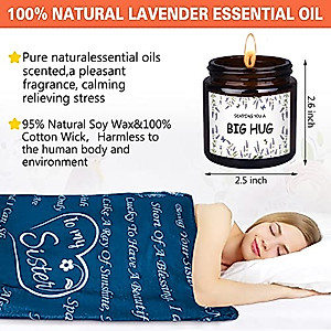 Sister Gifts from Sisters-Sister Blanket and Lavender Scented Gifts Sets,Birthday Gifts for Sister,Unique Gifts for Sister on Christmas Valentine's Day,to My Sister Blanket Funny Gifts Sets