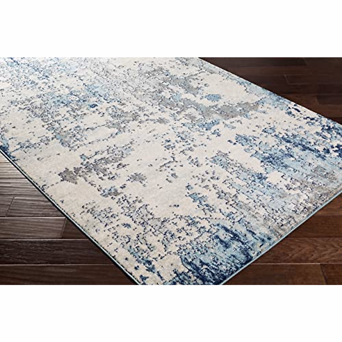 Livabliss Arti Modern Abstract Area Rug,6'7" x 9',Dark Blue/Aqua