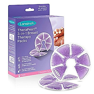 Lansinoh TheraPearl 3-in-1 Hot or Cold Breast Therapy Pack with Cover, 2 Count