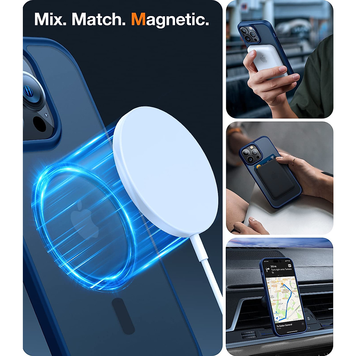 TORRAS Magnetic Designed for iPhone 13 Pro Max Case, [Military Grade Drop Tested] [Compatible with MagSafe] Shockproof Translucent Hard Back Soft Slim Protective Case for iPhone 13 Pro Max, Blue