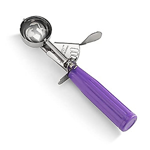 New Star Foodservice 34905 Commercial-Grade Thumb Press Food Disher/Ice Cream Scoop, 18/8 Stainless Steel, 0.875 oz, Size 40, Purple