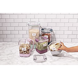 Ello Airtight Food Storage Plastic Canisters with Non-Slip Base Locking Lids and Labels for Kitchen and Pantry Organization Perfect for Sugar, Cereal, Pasta | Set of 5 Mixed Set | Garden Goals