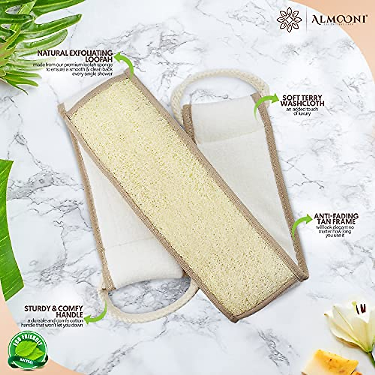 Exfoliating Natural Loofah Back Scrubber for Shower to Clean Your Back Deeply - 1 Count(1 Pack)