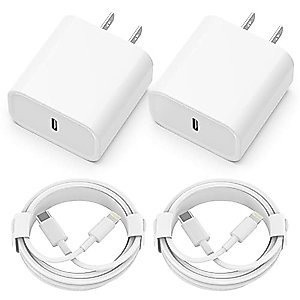 iPhone Charger [Apple MFi Certified] 2 Pack 20W PD USB C Wall Fast Charger Adapter with 2 Pack 6FT Type C to Lightning Cable Compatible with iPhone 14 13 12 11 Pro Max XR XS X,iPad