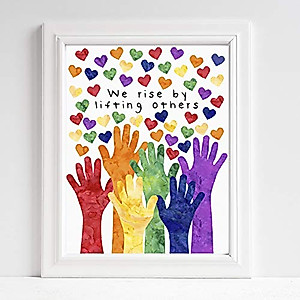 Inclusivity and Diversity Art for Kids We Rise By Lifting Others Promote Unity Celebrate Diversity Rainbow Colors Classroom Art UNFRAMED Poster 5x7" 8x10" 11x14" 16x20" 24x36"