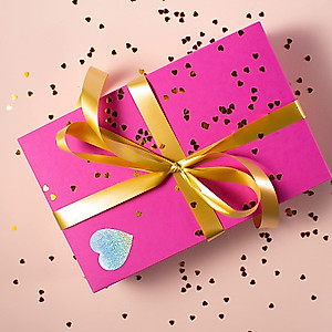 Glitter Pink Heart Stickers 1 inch Valentine's Day Love Decorative Labels Roll Gift Set 500 Sparkly Adhesive Decorations Accessories for Envelopes Crafts Wedding Anniversaries Personal Business Use