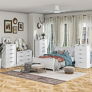 biukpci White 6 Drawer Dresser for Bedroom, Modern Chest of Drawers with Deep Drawers, Wood Double Dresser for Storage Clothes