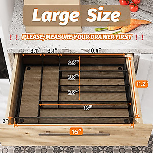 SEDEGN Silverware Organizer Metal Mesh, Large Drawer Organizer, Utensil Cutlery Tray for kitchen drawers, Flatware Organizer with 6 Compartment, Black