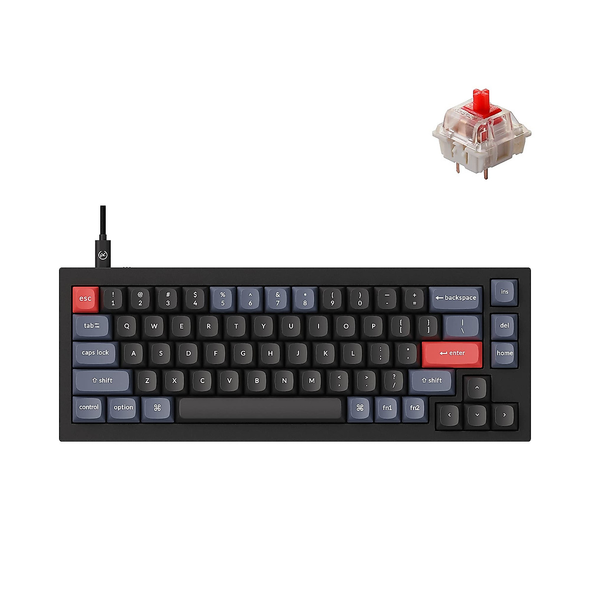 Keychron Q2 Wired Custom Mechanical Keyboard, QMK/VIA Programmable Macro, Full Aluminum, Hot-Swappable Gateron G Pro Red Switch, 65% Layout Double Gasket Compatible with Mac and Windows - Black