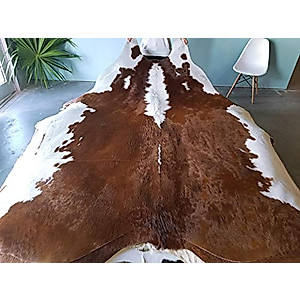 eCowhides Hereford Brazilian Cowhide Area Rug, Cowskin Leather Hide for Home Living Room (Large) 6 x 6 ft