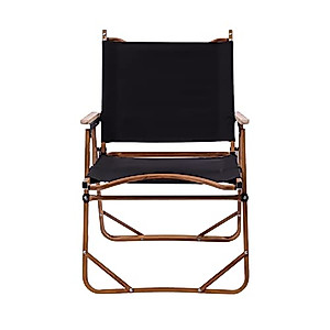 DYRABREST Outdoor Folding Camp Chair Wood Grain Portable Lawn Chairs 308 LBS Heavy Duty Travel Chair Aluminum Frame Lightweight Lounge Chair for Camping, Garden, Picnics, Patio, Beach (Black)