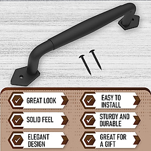 VivaLight 10 Inch Round Rustic Barn Door Handle - Black Steel Pull for Sliding Doors, Gates, Garages, Sheds, Fences, Closets, Pantries - Indoor and Outdoor Use - Easy Install