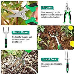 82 Pcs Garden Tools Set, Extra Succulent Tools Set, Heavy Duty Gardening Tools Aluminum with Soft Rubberized Non-Slip Handle Tools, Durable Storage Tote Bag, Gifts for Men (Blue)