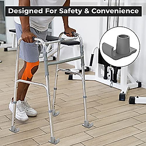 Walker ski Glides, Walker Glide Ski Heavy Duty Universal Fit, Two Pack, Gray, Easy to Use Rubber Walker Glides, Universal 1" Replacement Glide Caps Tool Free instaltion