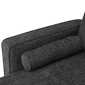 POCIYIHOME 86" Convertible Sectional 2 Pillows, Modern Chenille L-Shaped Couch with Reversible Chaise Lounge, 3-Seater Sofa, Fit for Living Room,Office,Apartment, Polyester, Dark Grey