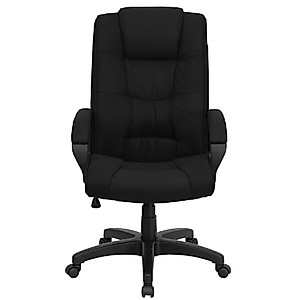 Flash Furniture Jessica High Back Black Fabric Executive Swivel Office Chair with Arms