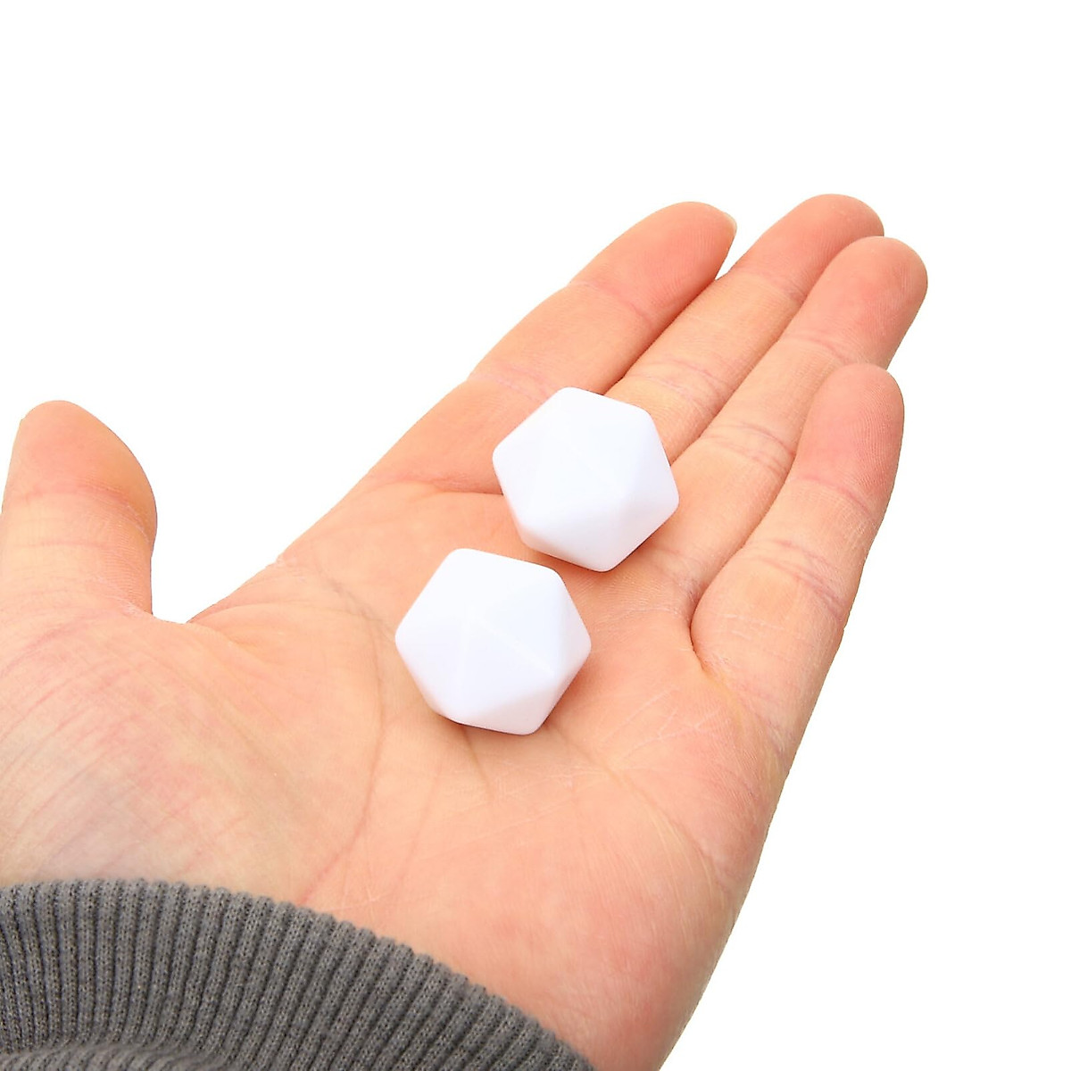 ibasenice D20 10pcs Blank White Dice Set Acrylic 20 Sided Dices DIY Craft Dice Cubes for Math Counting Teaching Board Games DIY Sticker Party Fun D20 Dice