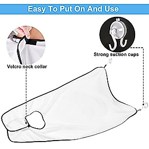Beard Trimming Catcher Bib, Beard Hair Catcher for Men Shaving, Non-Stick Beard Apron Cape Grooming Cloth, Waterproof, with 4 Suction Cups, Christmas Gifts for Men - White